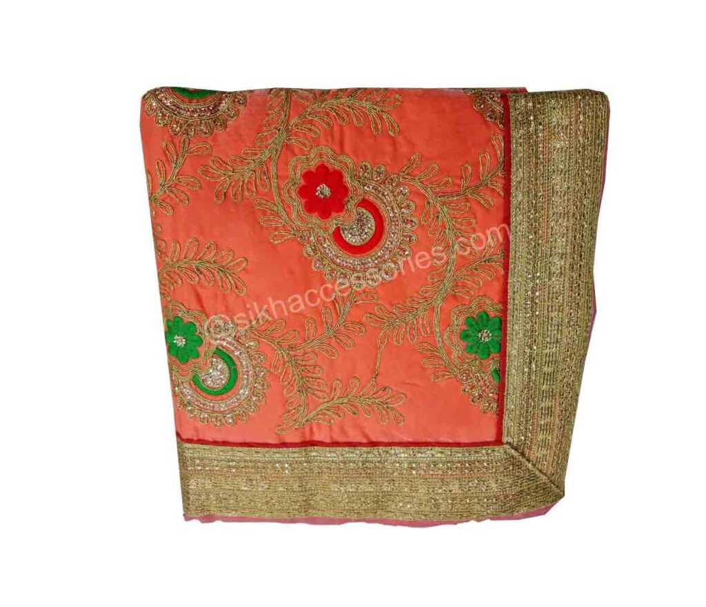 Orioles Orange Color Rumala Sahib (Embroidered) – Double Set