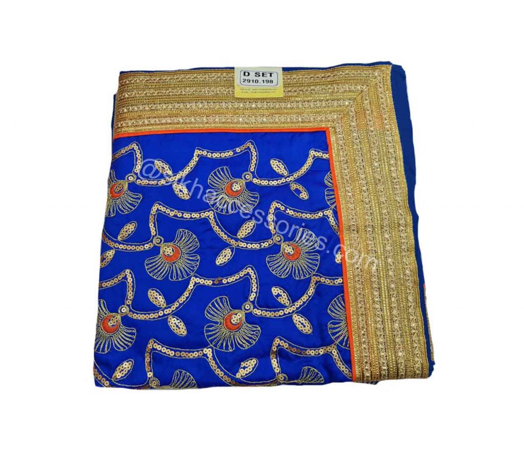 Byzantine Blue Color Rumala Sahib (Embroidered) – Double Set