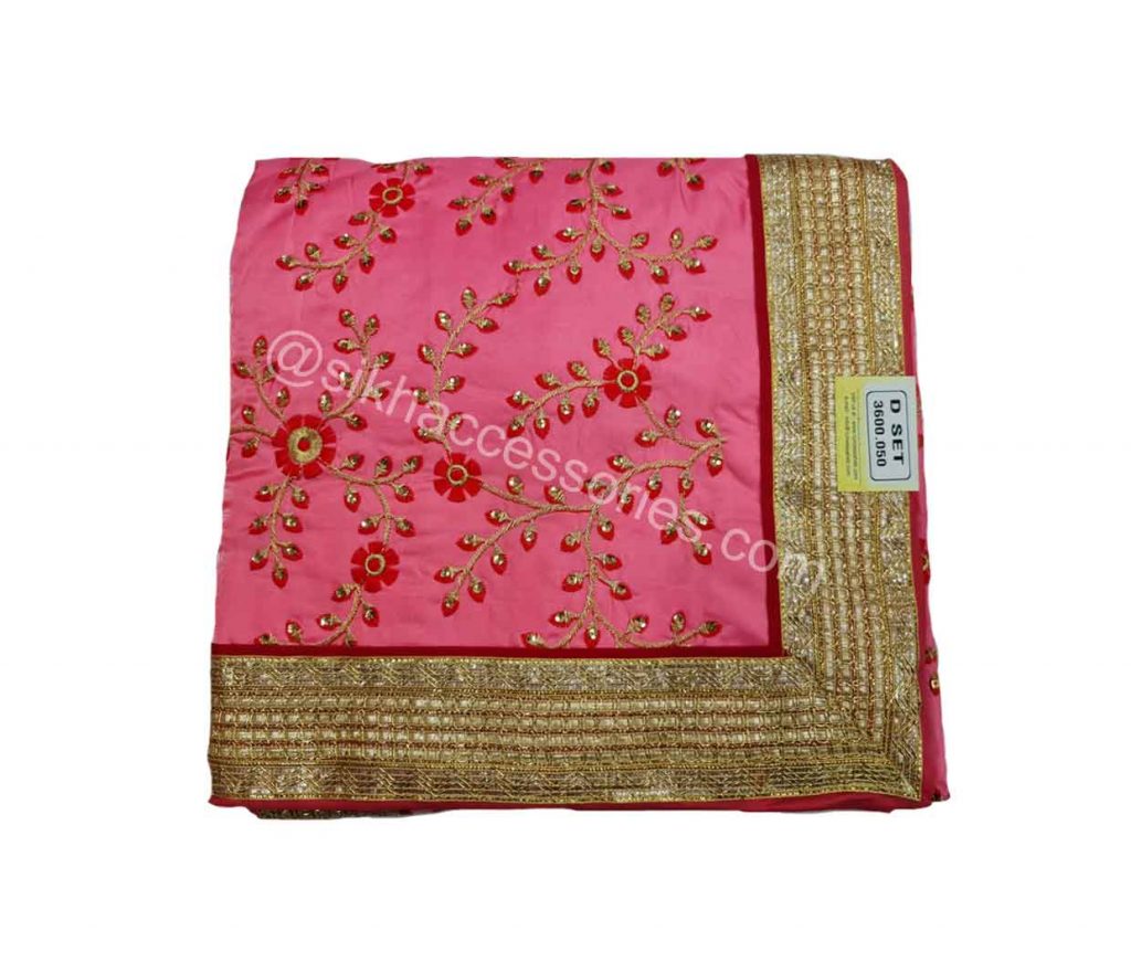 Light Crimson Color Rumala Sahib (Embroidered) – Double Set
