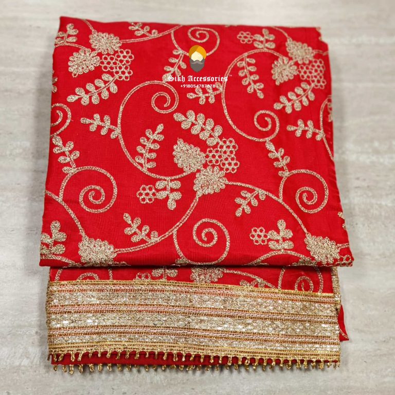 Scarlet Color Rumala Sahib (Embroidered) - Double Set
