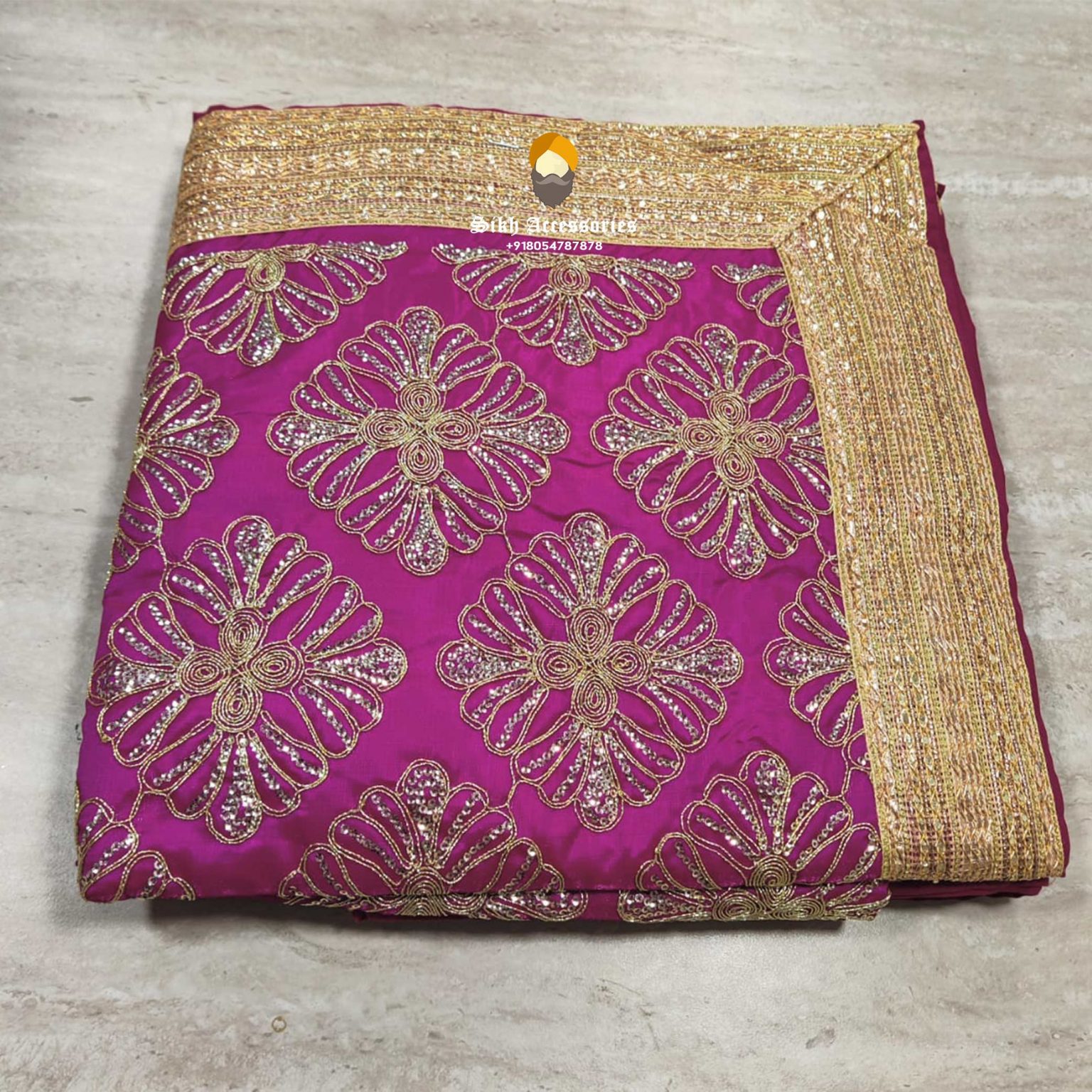 Orchid Color Rumala Sahib (Embroidered) - Double Set