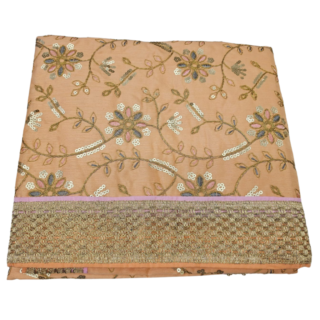 Peach Pink Rumala Sahib with Embroidery- Double Set