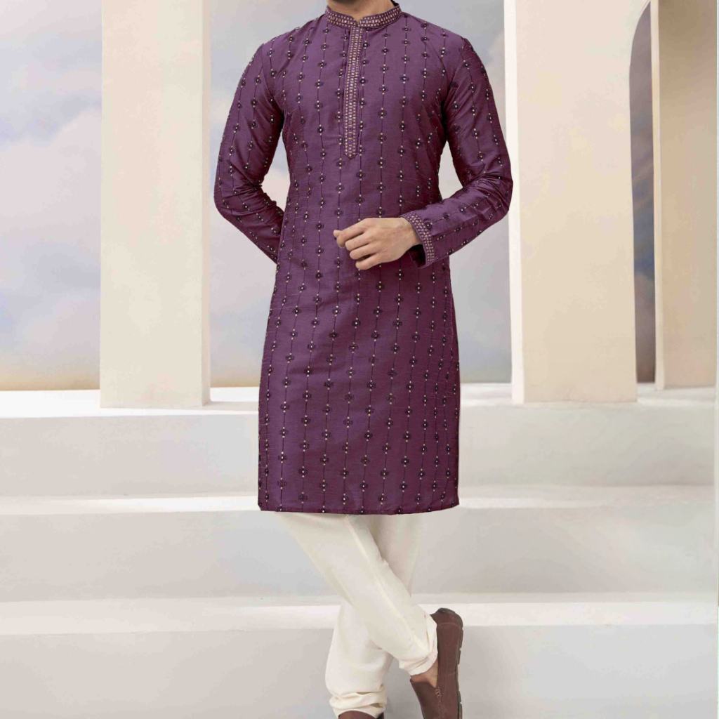 Traditional Purple Kurta Pajama For Men (Ramraz Collection)